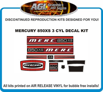 MERCURY MARINE 850 XS DECALS 3 CYL MODEL MERC OUTBOARD 85 reproductions ...