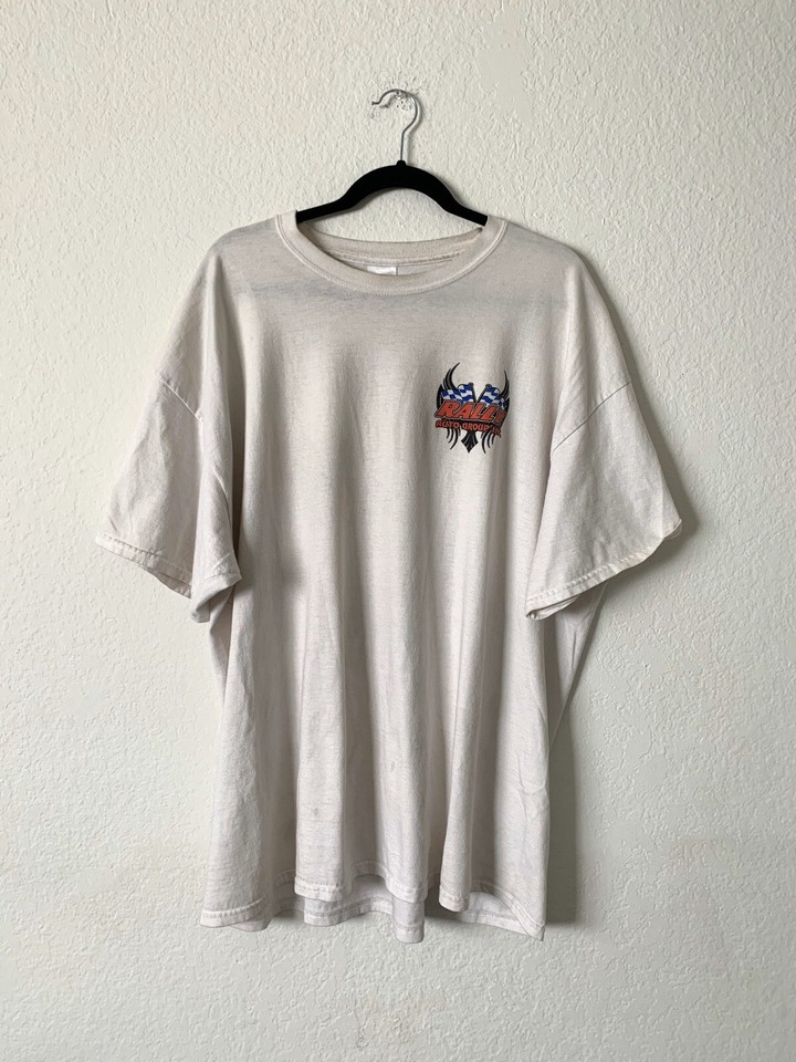 RARE VINTAGE Rally Auto Group SS Crewneck White Graphic Car T-shirt ...