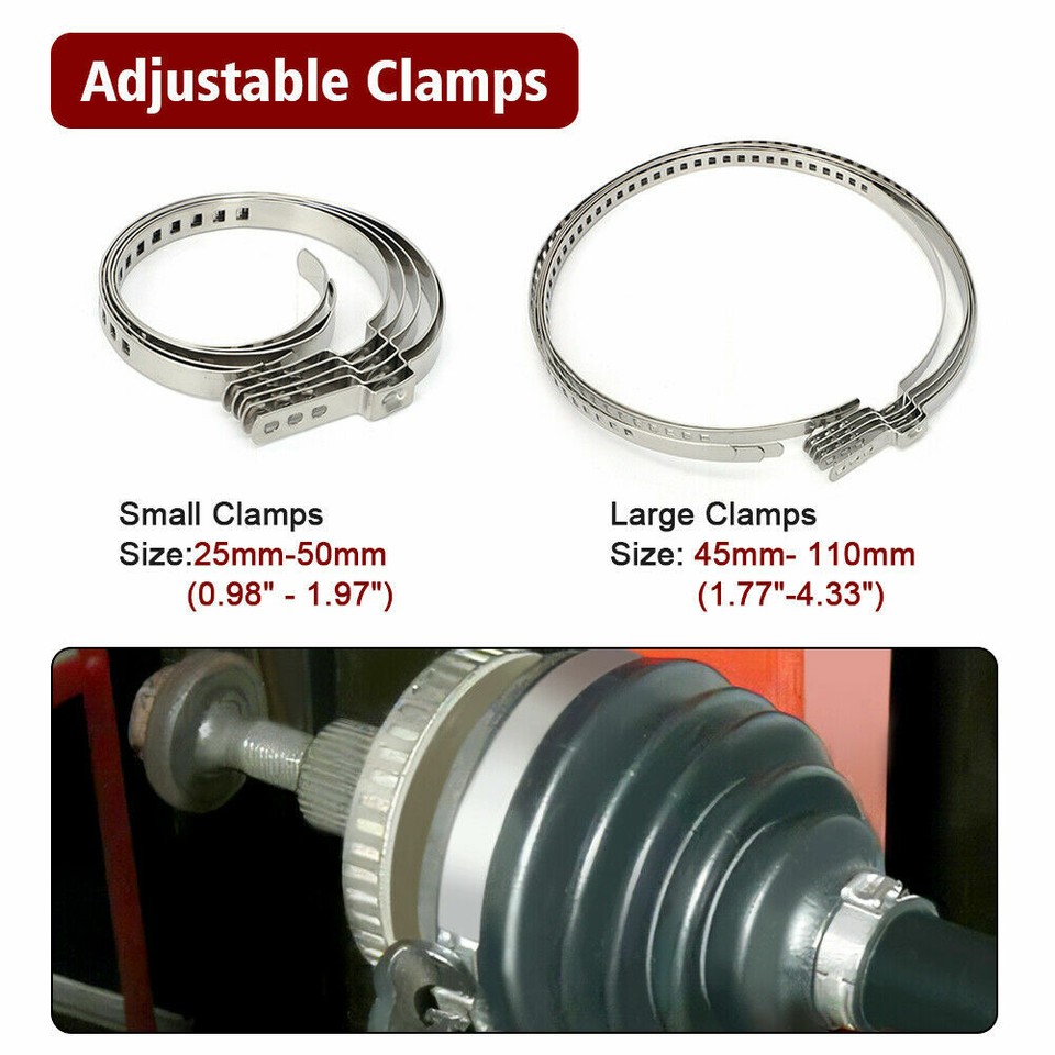 Universal Adjustable Axle CV Joint Boot Crimp Clamps W/ Clamp Pliers ...