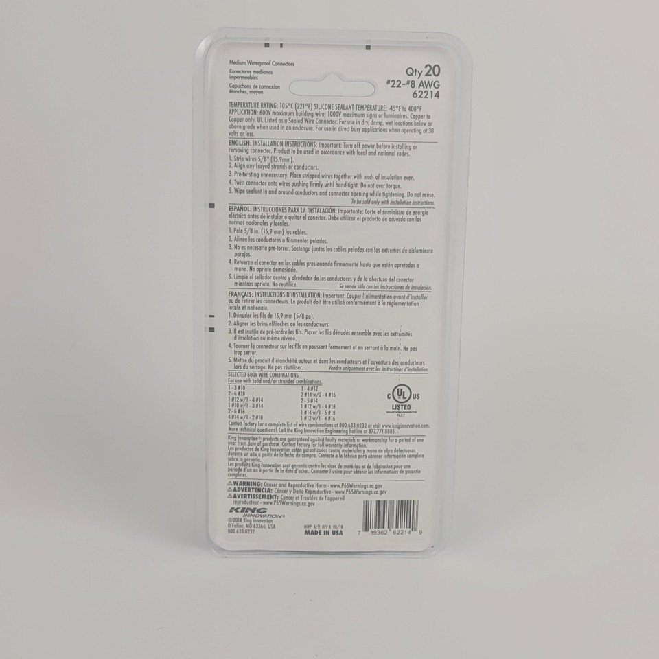 Dryconn Medium Waterproof Wire Connectors - Aqua/Red (20-Pack) - #22-#8 ...