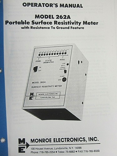 Monroe Model 262A Portable Surface Resistivity Meter Operator's Manual ...
