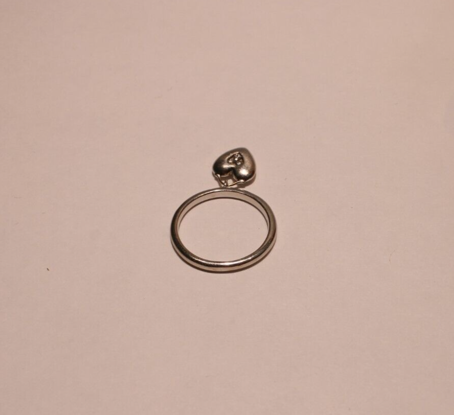 AUTHENTIC Tiffany & Co. 18k White Gold NATURAL Diamond Heart Tag Ring ...