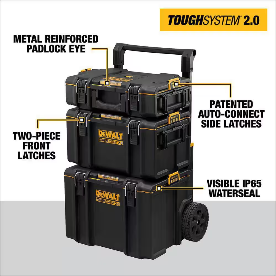 DEWALT TOUGHSYSTEM 2.0 24 In. Tower Tool Box System Stackable Wheel 3 ...