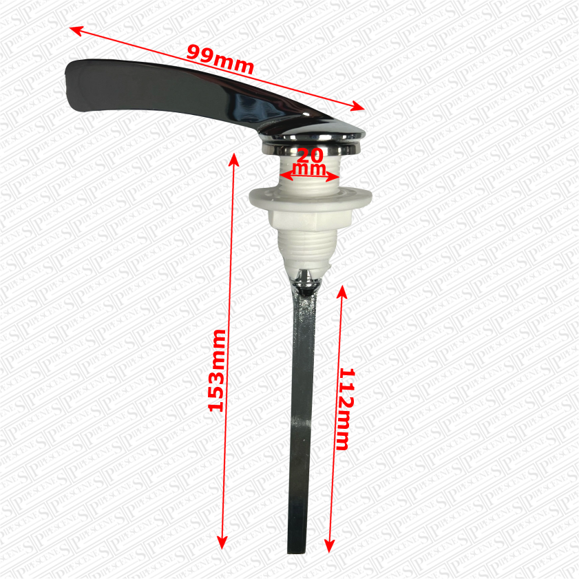 6" Extended Side Chrome Cistern Toilet Lever Handle - 150mm Shaft Long ...