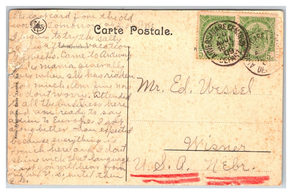 Red Star Line SS Kroonland Anvers 1904 Posted UND Steamer ocean liner ...