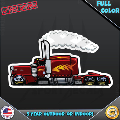 Red Semi Truck Driver Trucker Rolling Smoke 18 Wheeler VINYL DECAL ...
