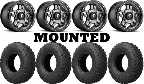 Kit 4 EFX Gripper UTV Tires 30x10-15 on Fuel Anza Gray D558 Wheels FXT ...