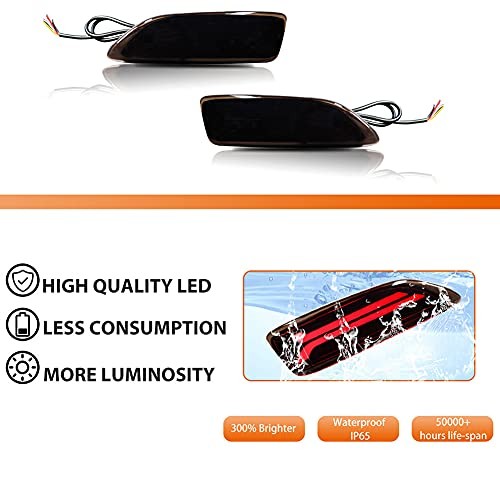 Smoked Lens Red LED Rear Bumper Reflectors Fog Brake Tail Light Black ...