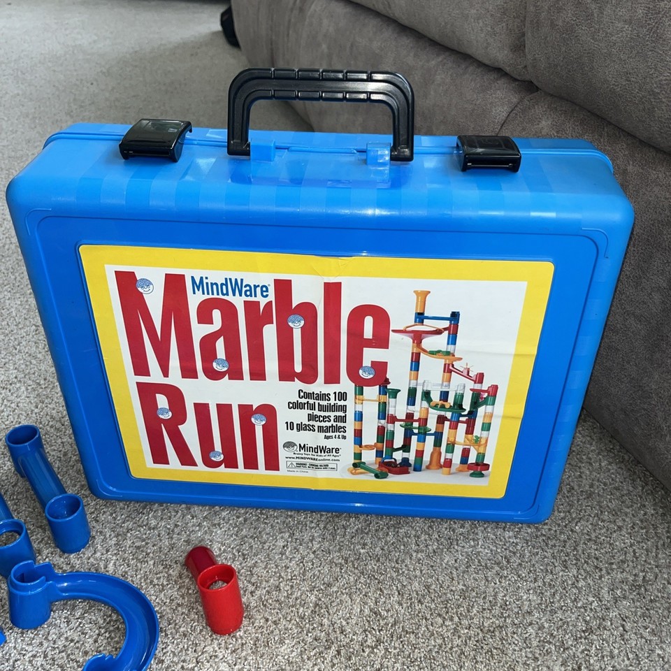 100+ pieces Marble Run Maze Race Marbulous Track w/ 12 Marbles in box ...