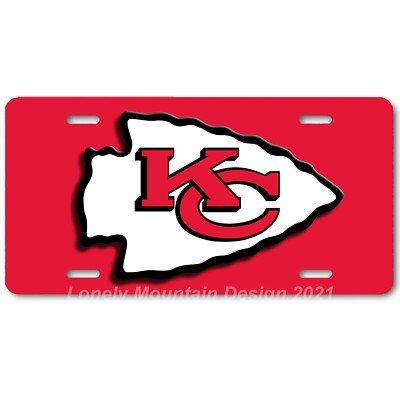 Kansas City Chiefs Inspired Art on Red FLAT Aluminum Novelty License ...