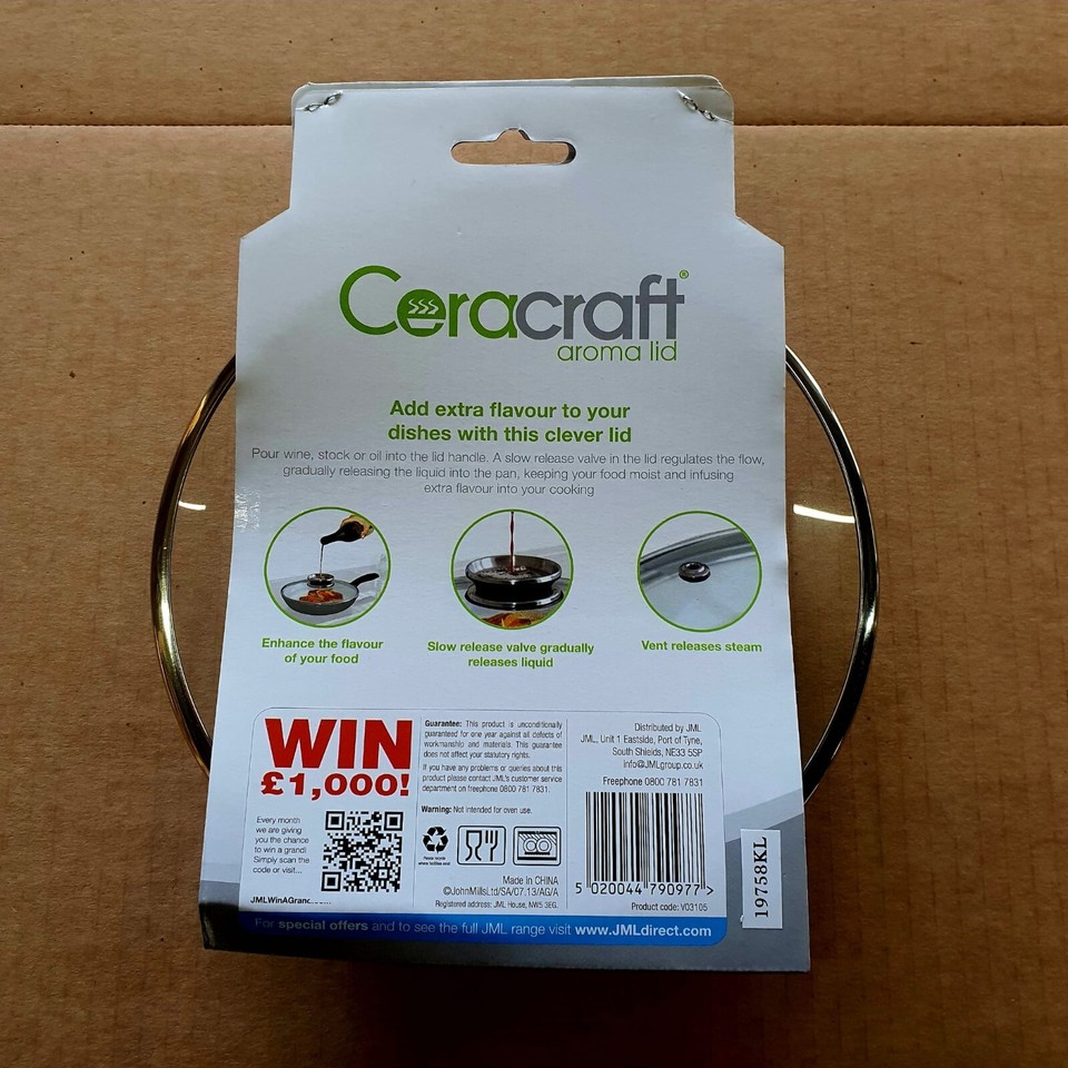 Ceracraft Aroma Glass Lid 20cm Slow Releases Liquids Frying Pans ...