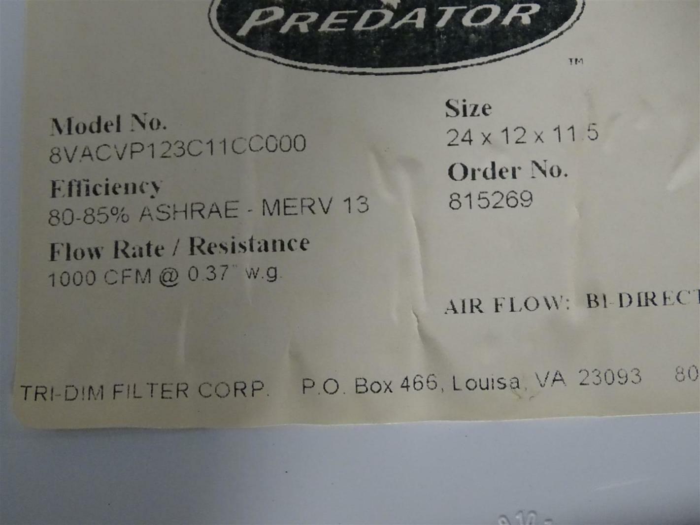 (2) Tri Dim Filter Corporation Predator , 8VACVP123C11CC000 | eBay