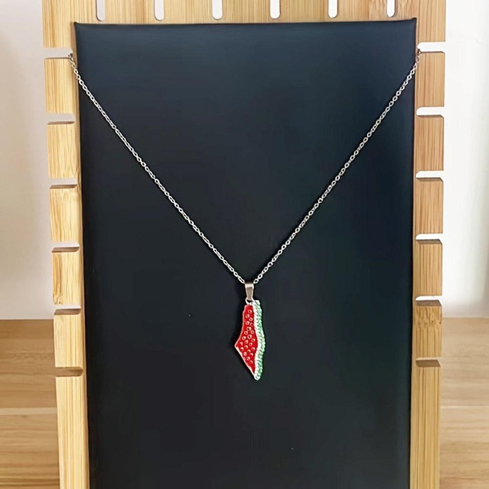Stainless steel chain Palestinian watermelon necklace Arabia map~ | eBay