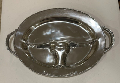 Pewter Texas Longhorn Steer Divided Platter Serving Tray - 18x13 | eBay