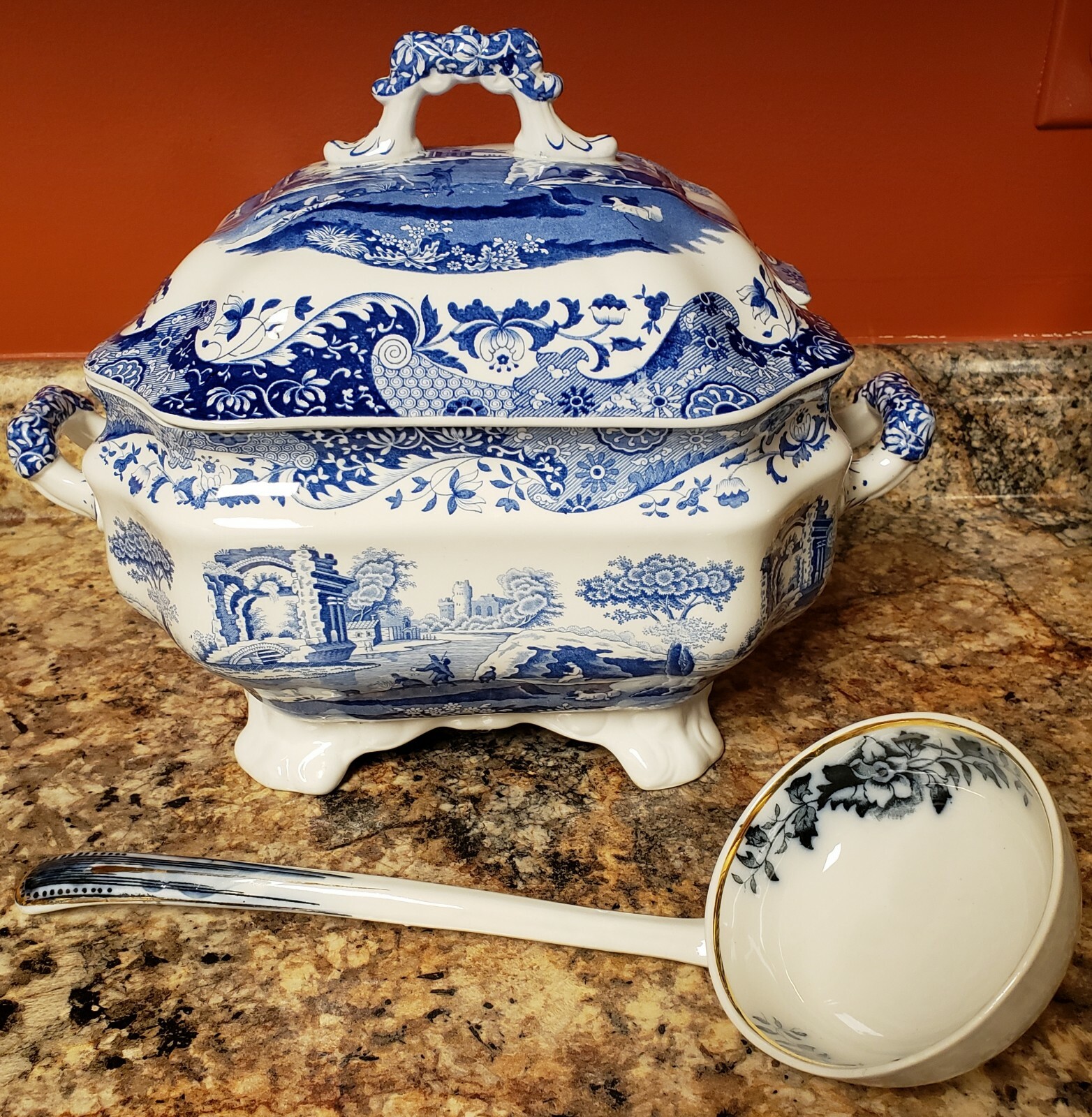 OLDER MARK Vintage Spode England c1816 Blue ITALIAN Soup Tureen Serving ...