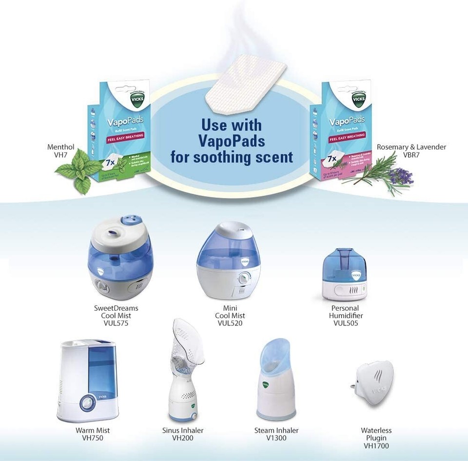 Vicks VapoPads Rosemary Lavender Menthol Oils Refill Diffuser Vaporiser ...