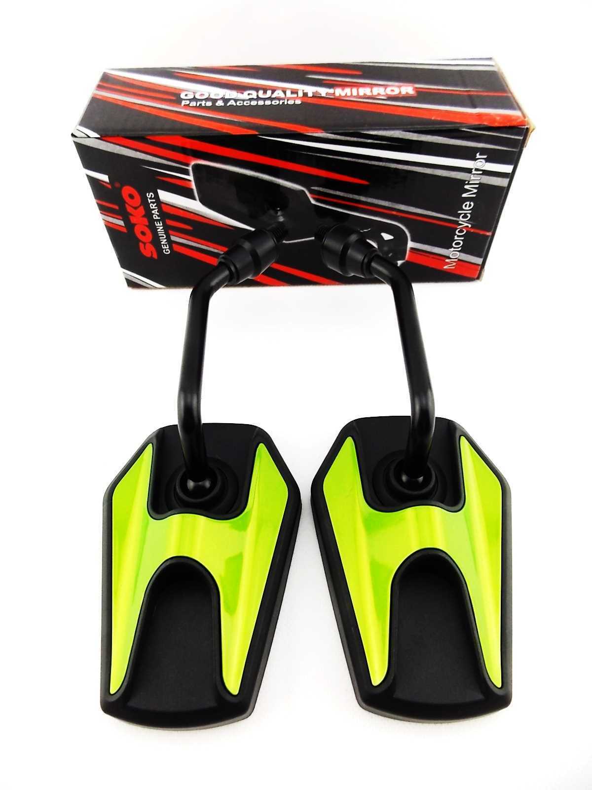 YAMAHA VMAX 08-15 BLACK GREEN HEX SOKO MIRRORS | eBay