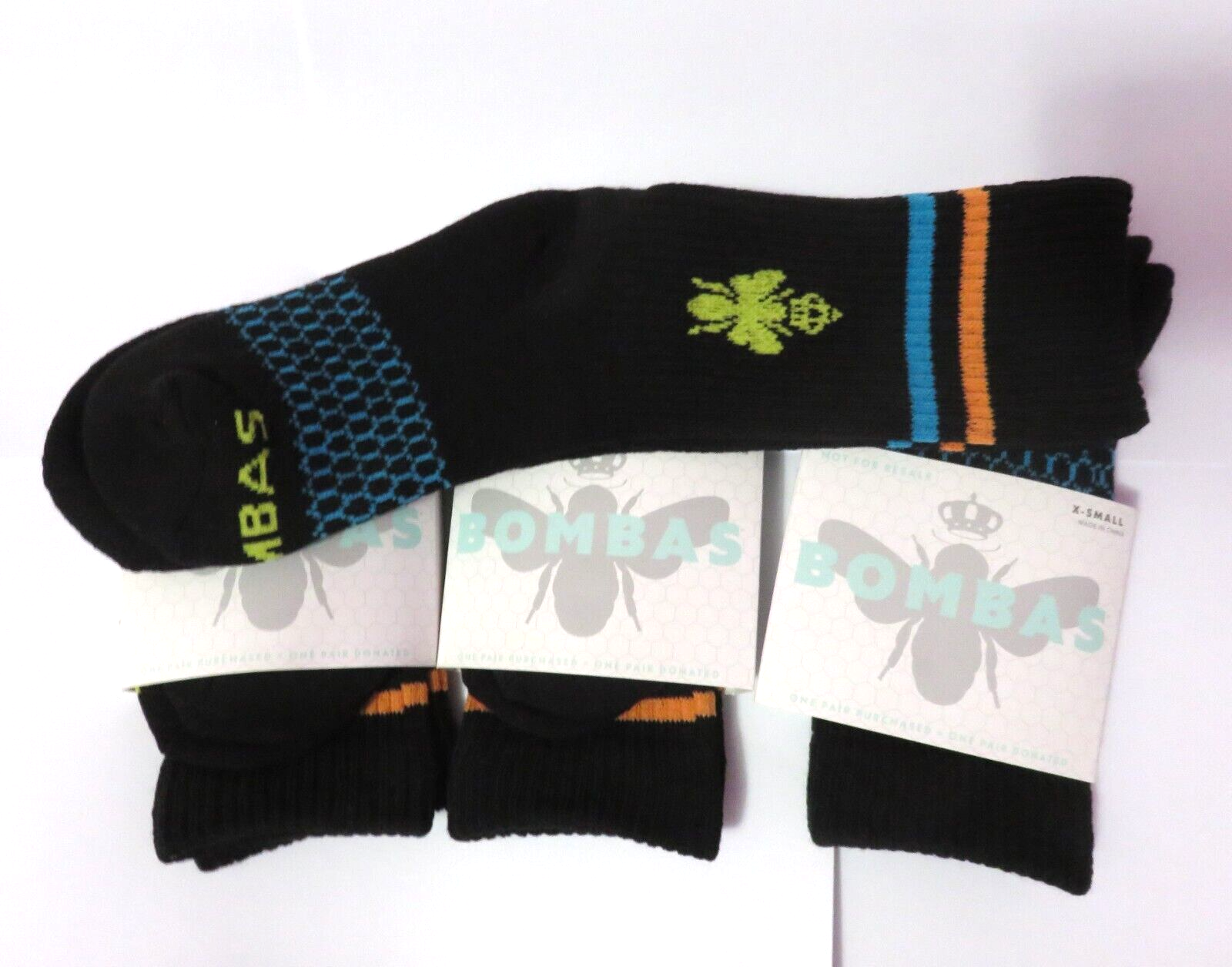4 PAIRS SIZE EXTRA SMALL XS BOMBAS CREW SOCKS | eBay