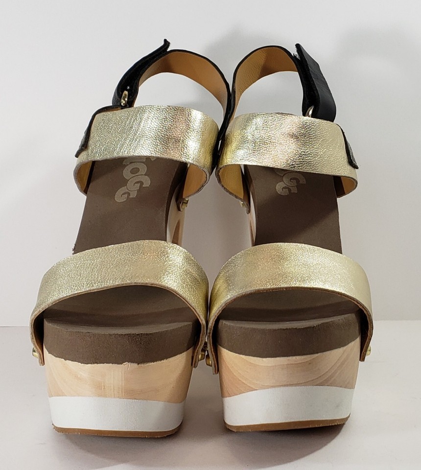 FLOGG Platform Sandals Clogs Heels, Size 8, Light Gold Leather *NICE ...