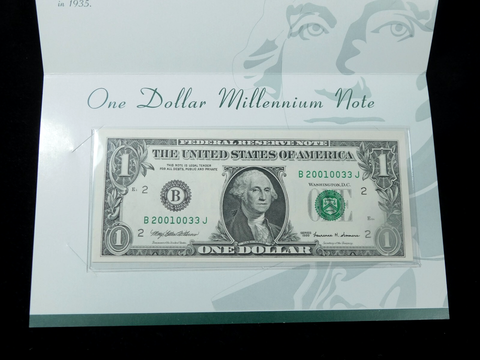 Lot of 4x Consecutive Serial #'s - 1999 Millenium Notes in BEP Folder ...