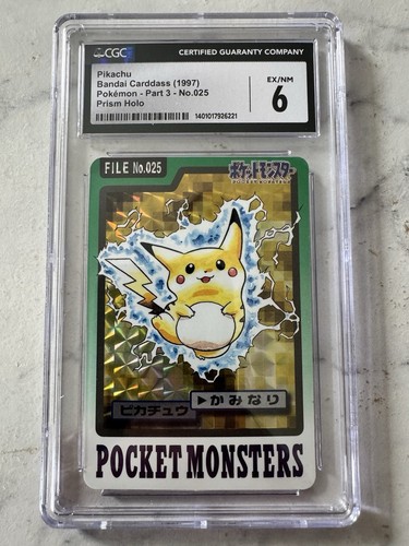 CGC Graded EX/NEAR MINT 6 1997 Japanese POKEMON Pikachu Bandai Carddass ...