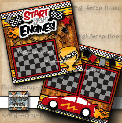 Start Your Engines racing ~ 2 premade scrapbook pages race cars ...
