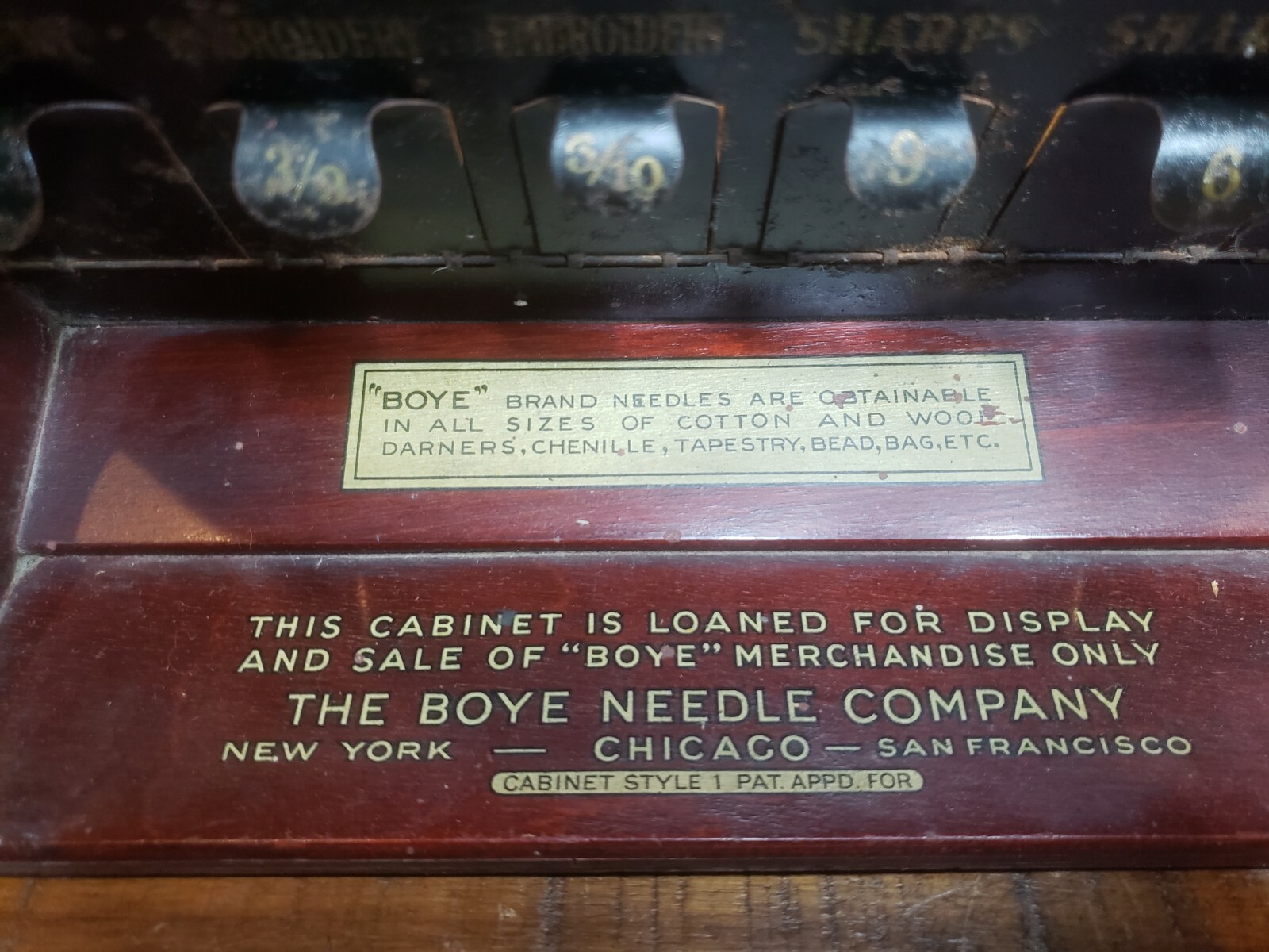 Vintage Early 1900s Boye Sewing Needles Cabinet Store Display Case | eBay