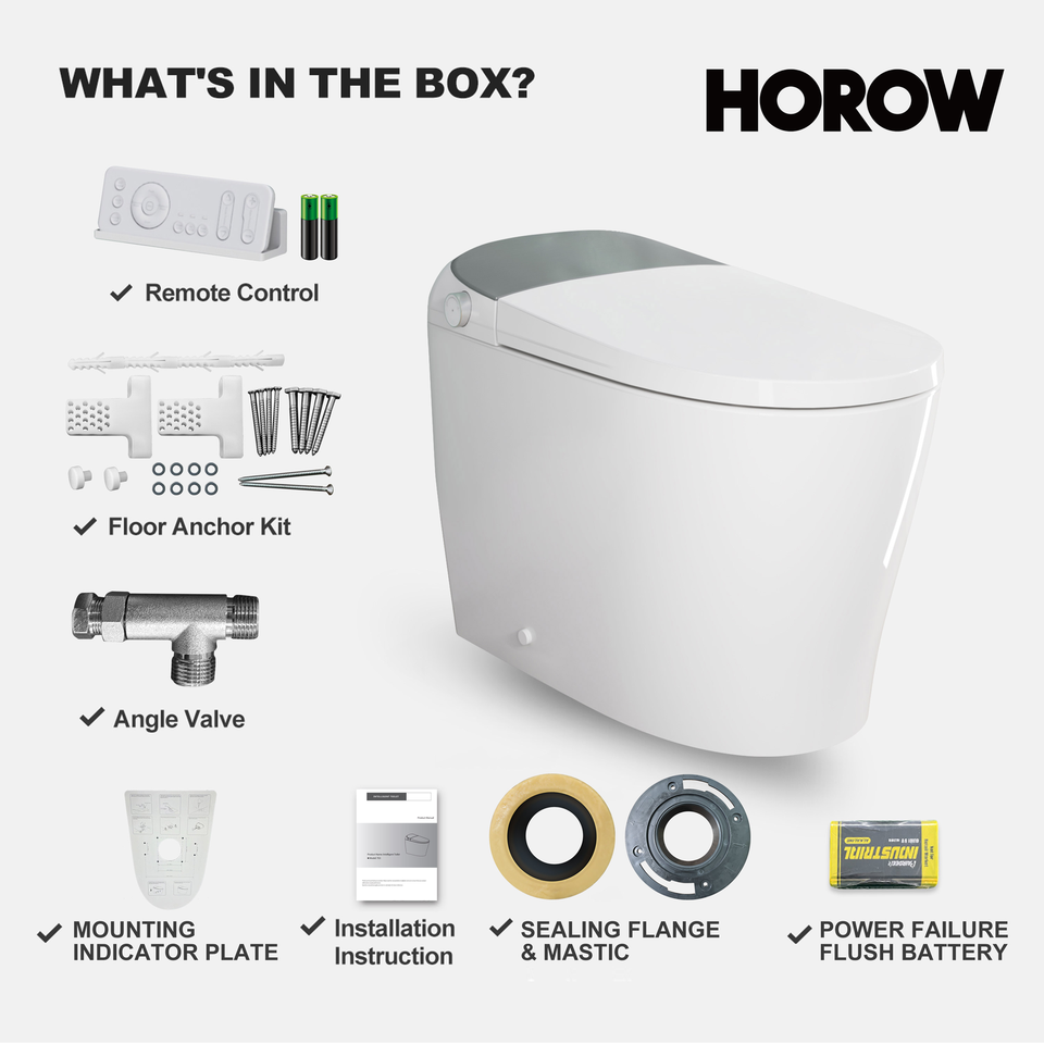 Toilet Smart Bidet LED Temp Display Elongated Toilet Auto Flush Dryer ...