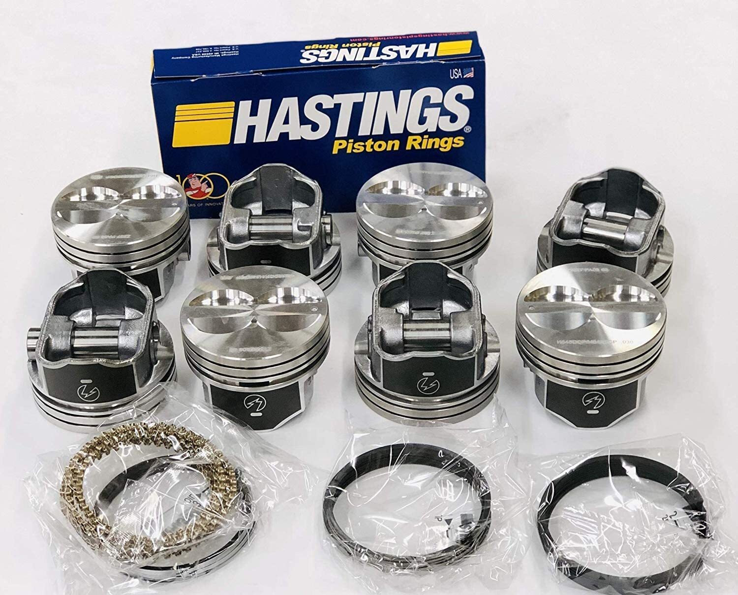 SPEED PRO Hypereutectic Flat Top Pistons/8+MOLY Rings Ford SB 289 302 9 ...