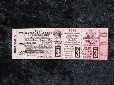 Vintage 1971 NLCS Pirates vs Giants Game #3 Ticket with Stub Clemente ...