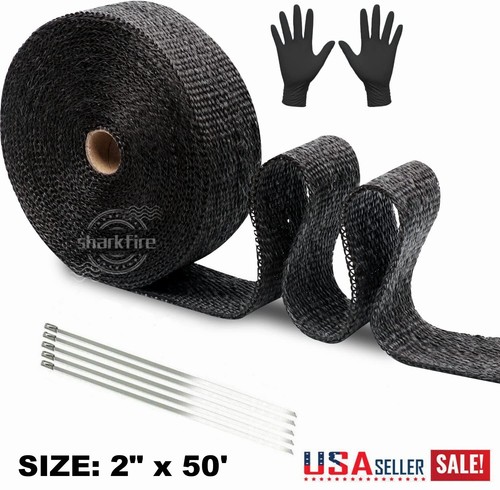 Exhaust Heat Wrap 2" x 50' Flame-Retardant Automobile Exhaust Heat ...