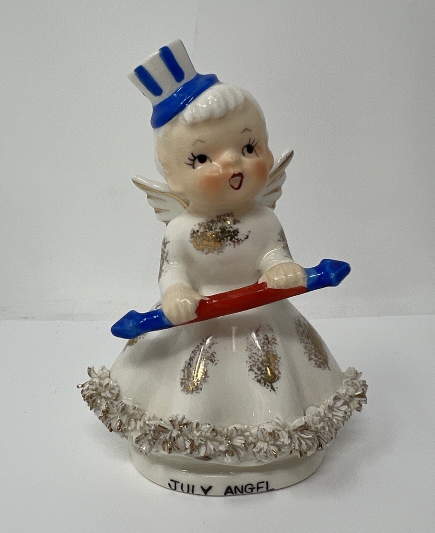 Vintage 1957 Norcrest Angel of the Month Figurine July Girl Firecracker ...