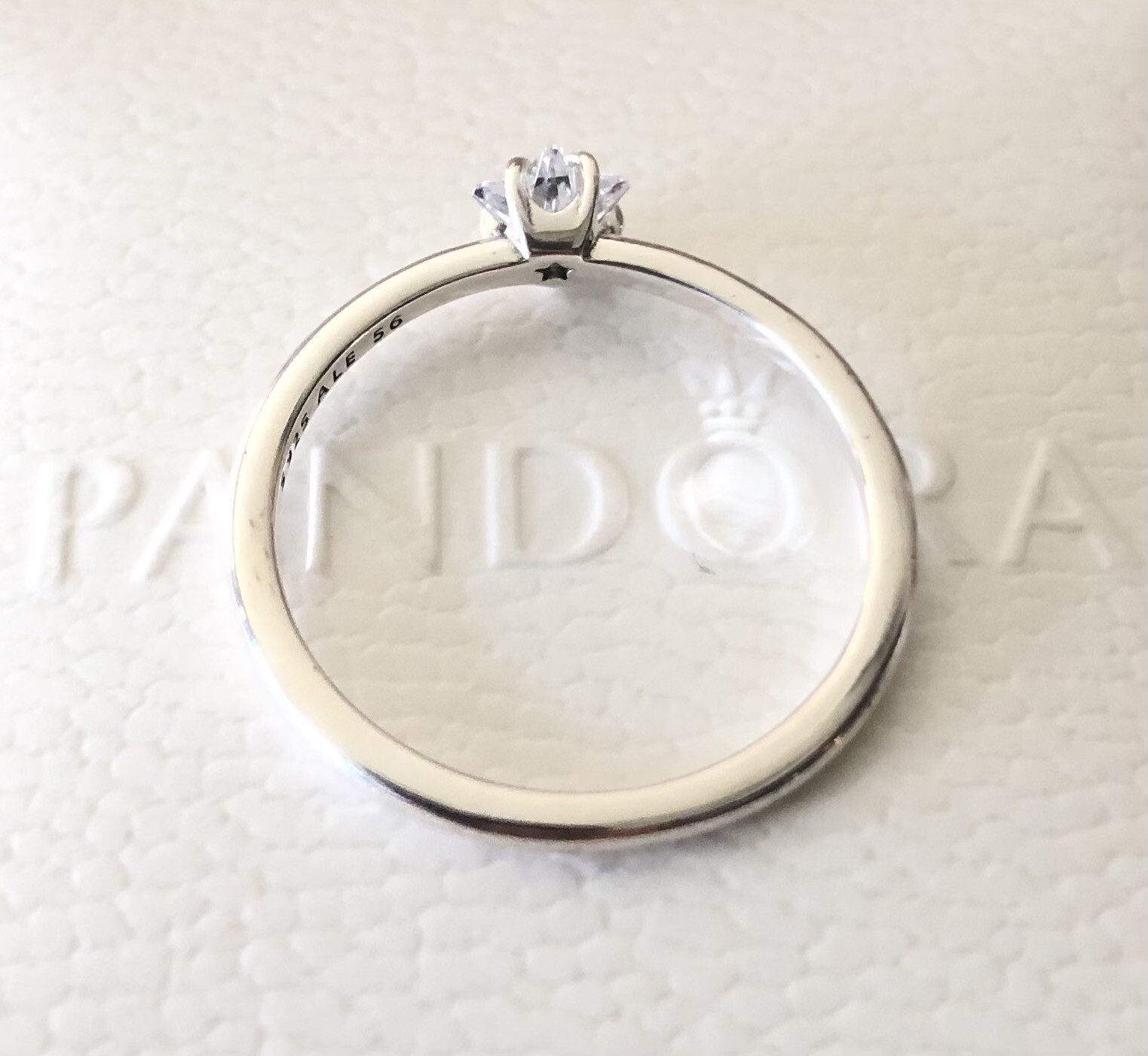 Pandora Celestial Sparkling Star Solitaire Ring #190026C01 +CLOTH +TAG ...