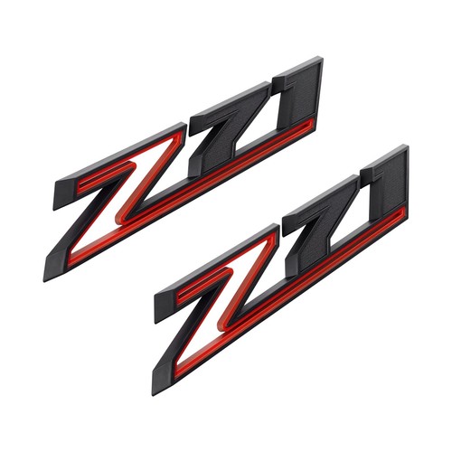 Set Of 2 Z71 Emblems Fender Badges For Silverado 84632695 Black Red ...