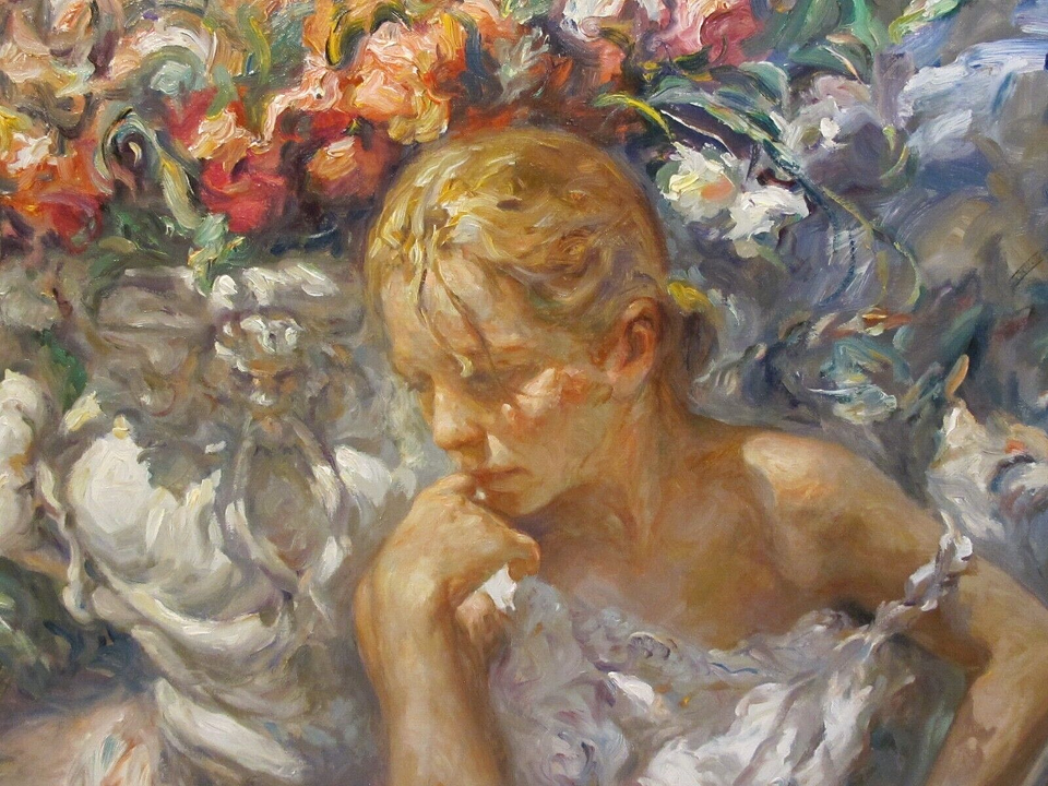 Jose ROYO Original OIL PAINTING on CANVAS Lady Portrait Signed Large | eBay
