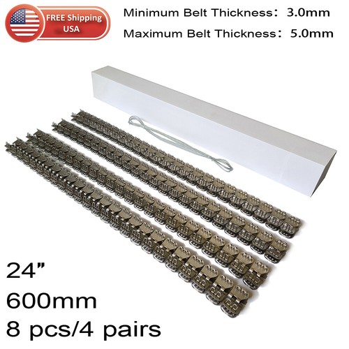 8 Pcs 24" Staple Lacing with Hinge Pins (Box of 4 Sets) Belt Fasteners ...