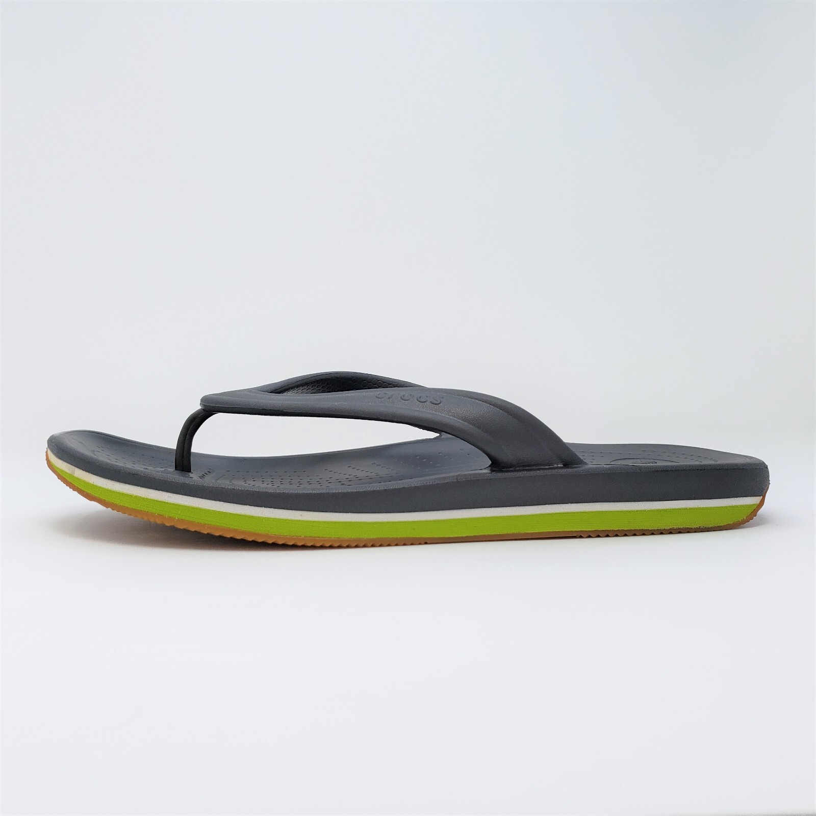Crocs Mens Gray Green Slip On Thong Flip Flops Sandal… - Gem