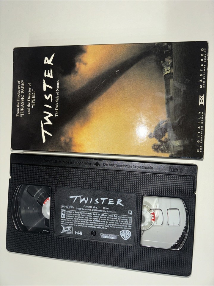 Twister 1996 VHS Tape Warner Bros Release, Helen Hunt Bill Paxton Movie ...