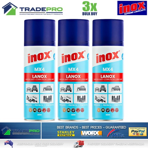 Inox Spray Genuine Lanox® MX4 3x 300gm Anti corrosion lanolin lubricant ...