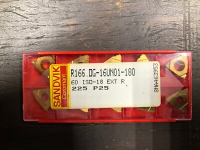 SANDVIK R166.0G-16UN01-180 THREADING CARBIDE INSERTS GRADE: 225 10 pcs ...