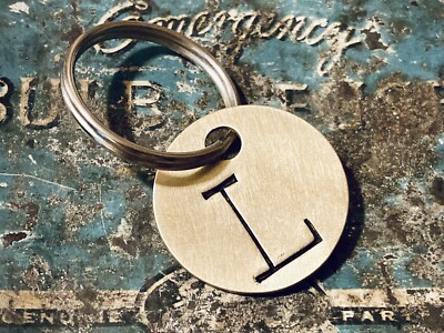 Letter L Tag Brass Metal Keychain Stamped Name Initial Fob Key 1 Inch ...