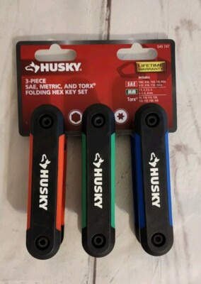 HUSKY 3 - Piece SAE, METRIC,AND TORX FOLDING HEX KEY SET - New | eBay