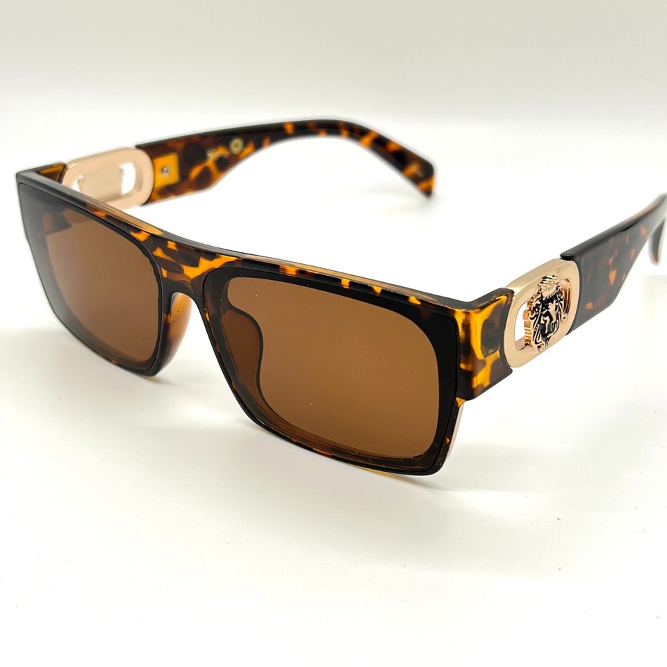 Men's SUNGLASSES DESIGNER SQUARE RETRO GOLD FRAME SHADES RAPPER HIP HOP ...