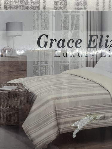Grace Elizabeth Taupe Linens 3 Piece Hawthorne Stripe Duvet Set Queen ...