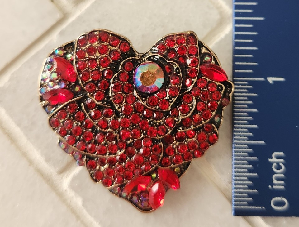 Heidi Daus Inspired Red Crystal Heart Brooch | eBay