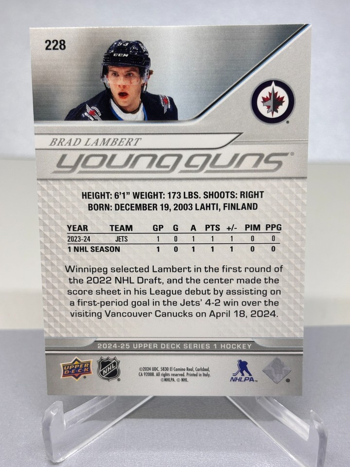 24-25 Brad Lambert #228 Young Guns Silver Foil Winnipeg Jets | eBay