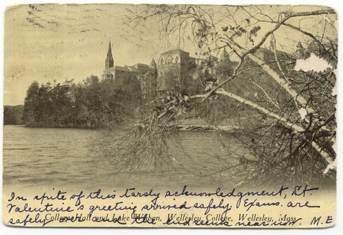 Wellesley College MA College Hall And Lake Waban Postcard Massachusetts ...