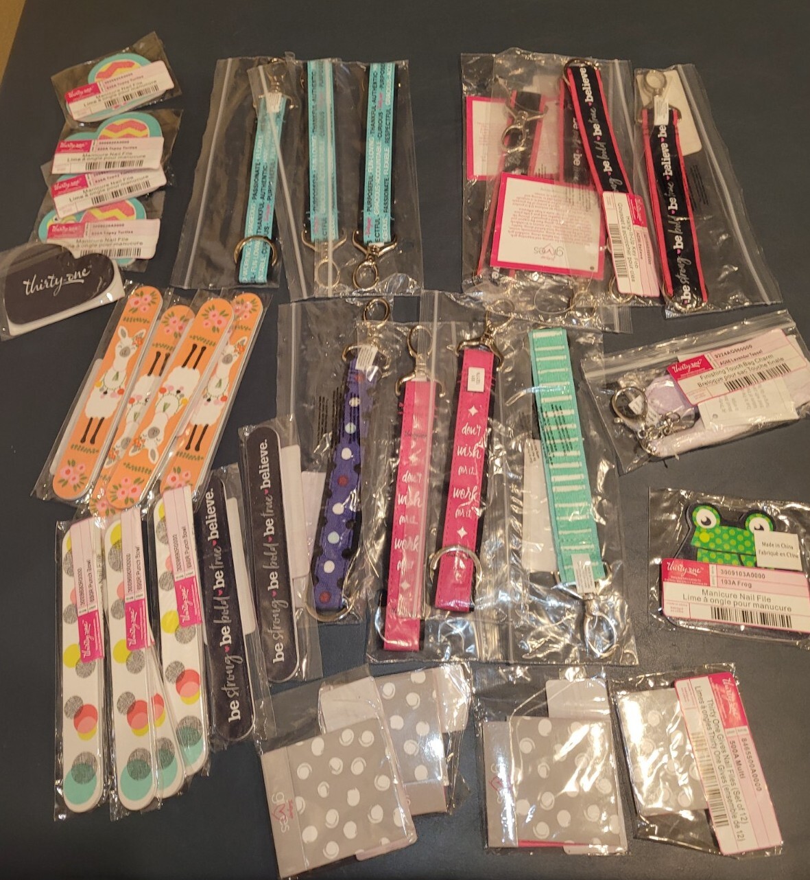 Lot of 32 Thirty One Pieces 20 Nail Files, 12 Keychains New in Packages ...