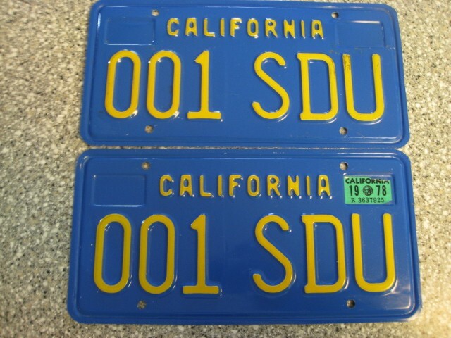 1970 California License Plates, 1978 Validation Sticker, DMV Clear ...