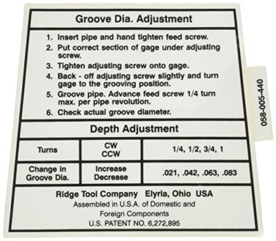 Ridgid DECAL, GROOVE ADJUSTMENT 93297 | eBay